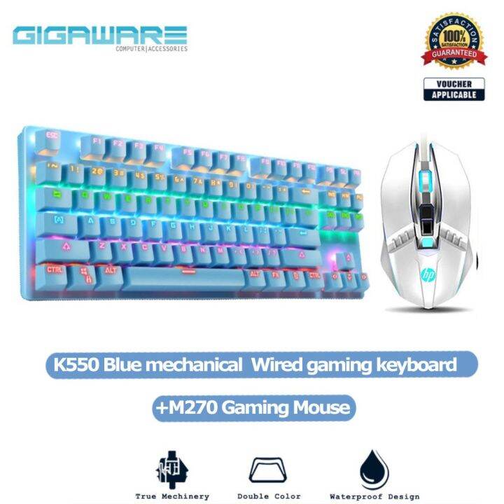 【COD】Gigaware K550 87 key K880 104 key K28 61 key RGB wired gaming mechanical keyboard blue ...