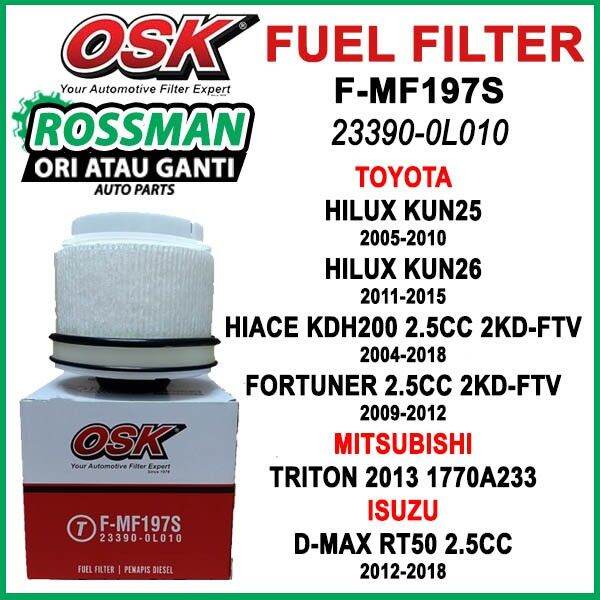 OSK F-MF197S FUEL FILTER HILUX , HIACE , FORTUNER , TRITON , DMAX 23390 ...