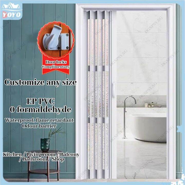 ⊕ PVC Folding Door Sliding Door Bathroom Kitchen Indoor Partition Door ...
