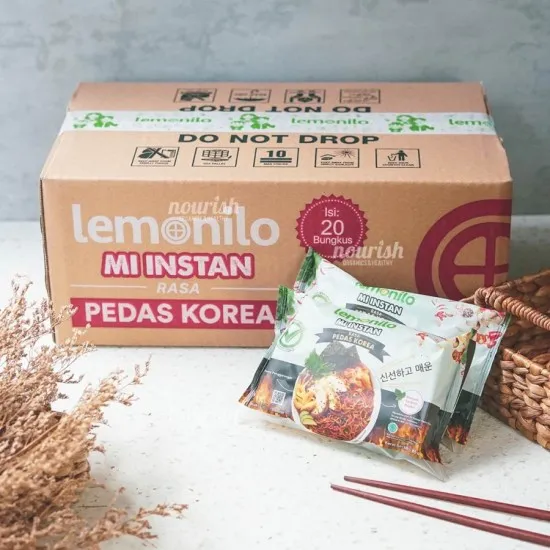 Lemonilo mie instan rasa mie goreng/Pedas Korea 1 dus / karton Isi 20 ...