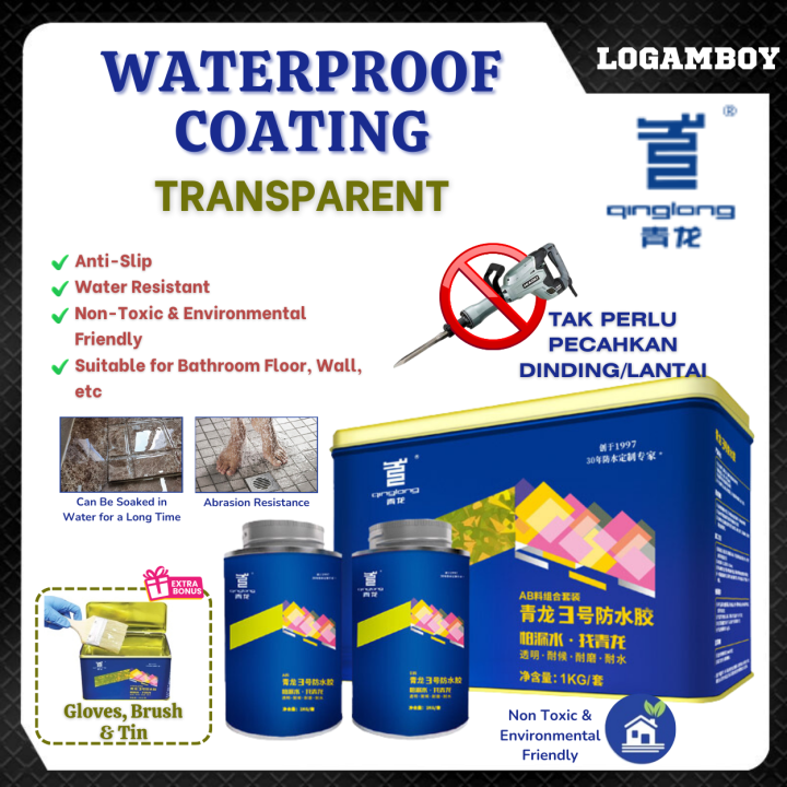 QINGLONG WATERPROOF TRANSPARENT COATING No.3 1Kg QL Crack Repair Tile ...