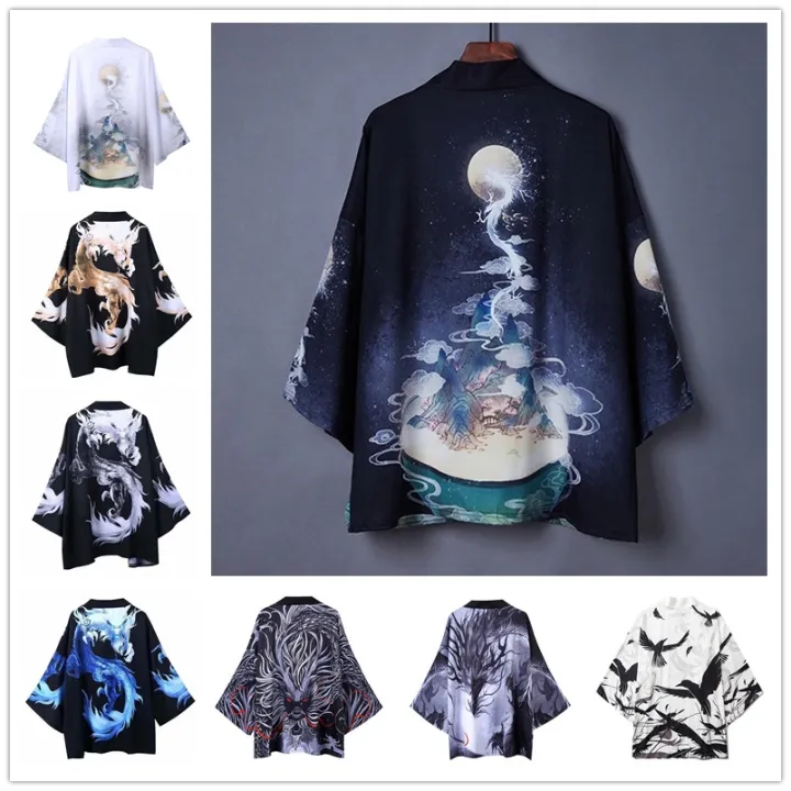 👕korean Japanese Kimono Cardigan Men Haori Yukata Male Samurai Costume Clothing Kimono Mens ...