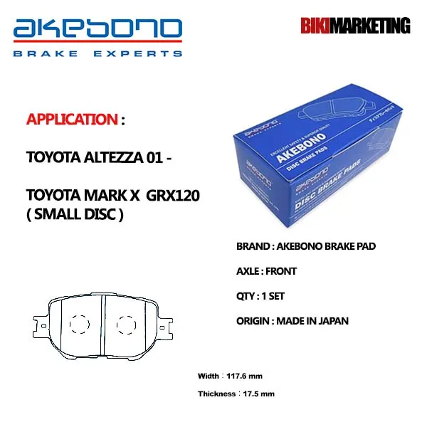 Akebono Front Brake Pad Toyota Altezza / Toyota Mark X GRX120 ( Small ...