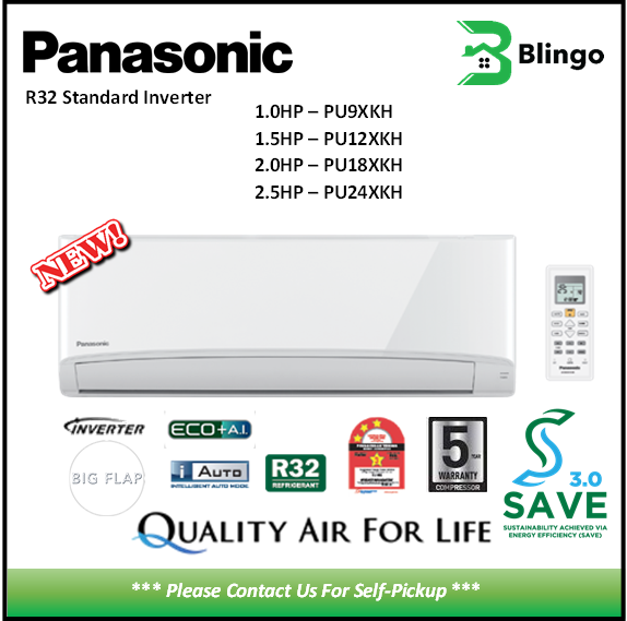 PANASONIC 2.0HP R32 Standard Inverter Wall Mounted Air Conditioner CS ...