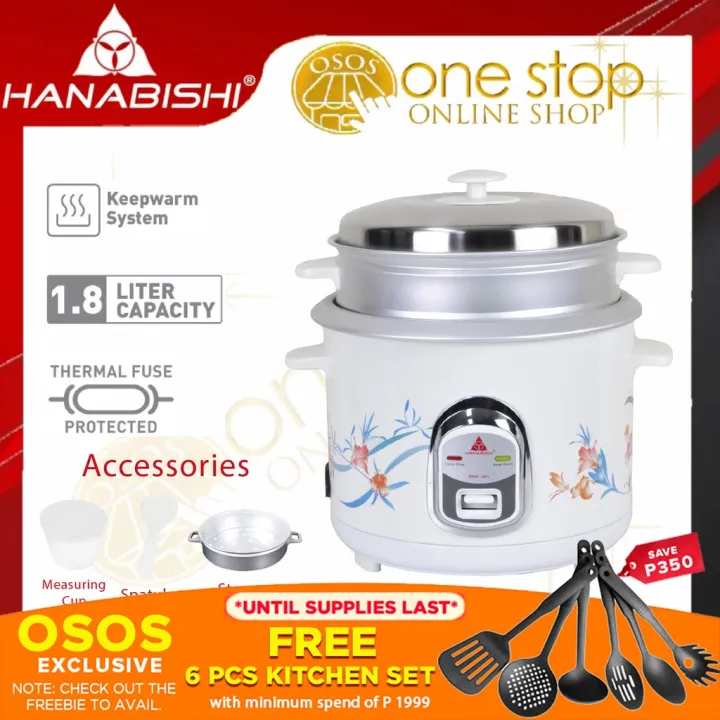 Hanabishi Original Rice Cooker 1.8L serves 8-10cups with Steamer HHRC ...