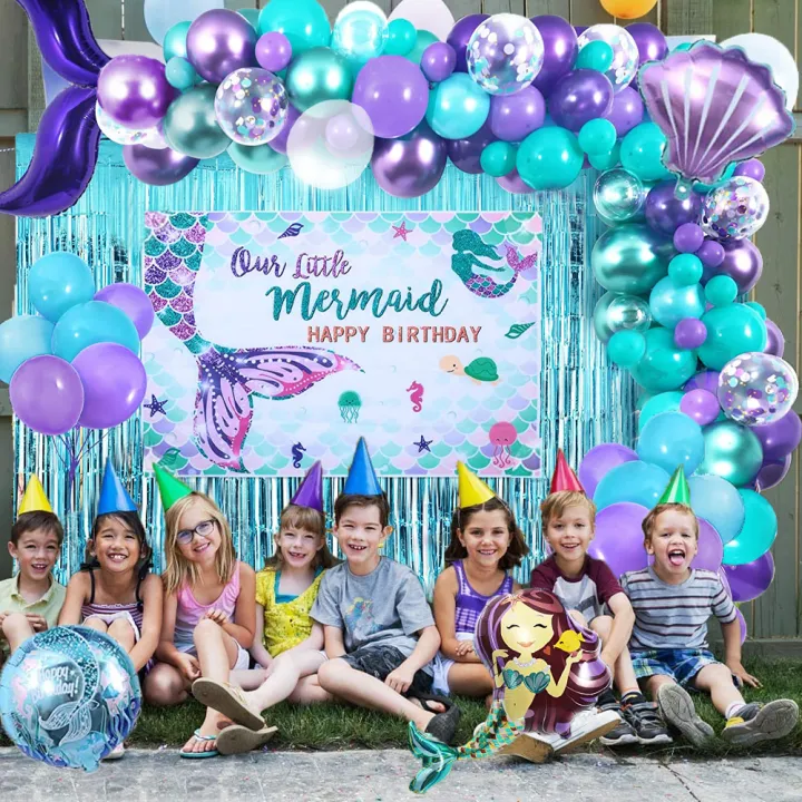 JOLLYBOOM Mermaid Theme Birthday Decorations - Purple Teal Garland Arch ... JOLLYBOOM Mermaid Theme Birthday Decorations - Purple Teal Garland Arch ...