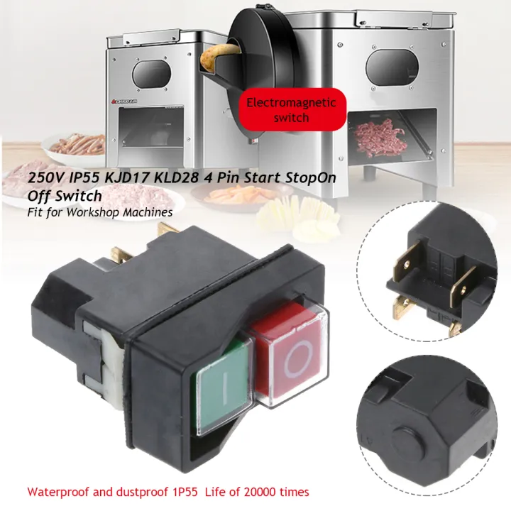 สวิตช์แม่เหล็กไฟฟ้ากันน้ำ KLD-28A สวิตช์แบบกดปุ่มทนทาน250V 4Pin ...