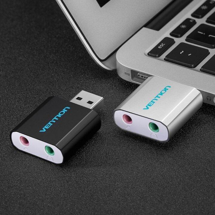 ☃ Vention USB Port Headphone Adapter Sound Card Microphone Speaker ...