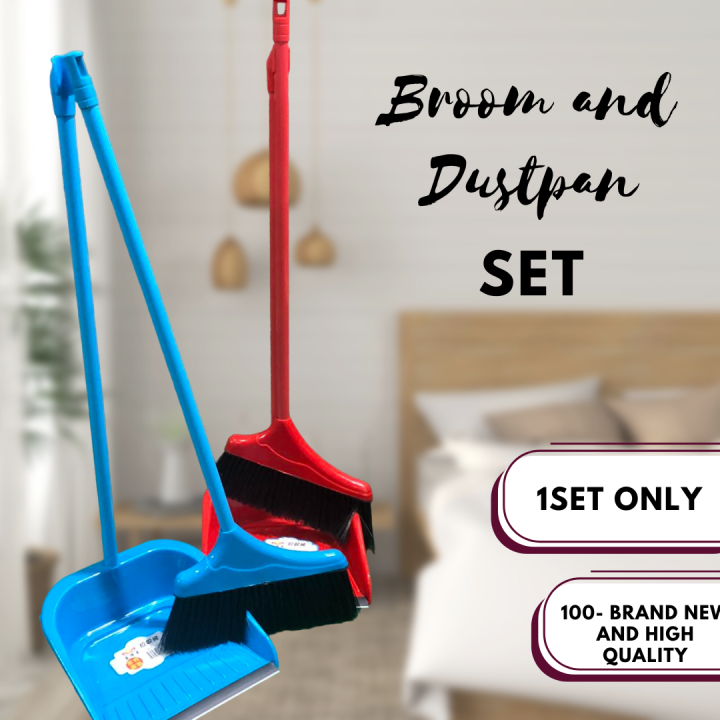 H&L Broom and Dustpan Set Dust Pan with Handle Cleaning Brush Broom Floor Sweep Walis and ...