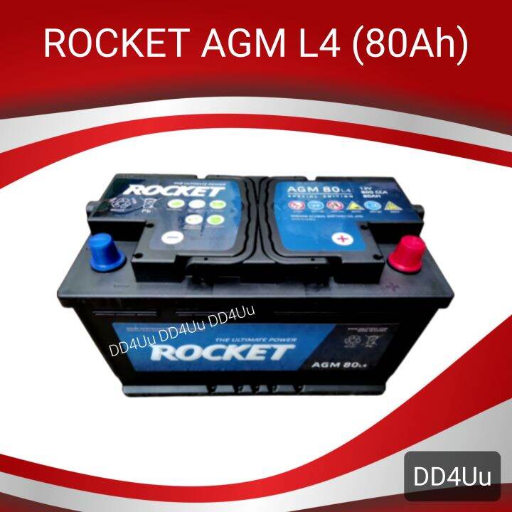 แบตเตอรี่รถยนต์ ROCKET AGM 80 L4 แบตแห้ง ขั้วจม 80แอมป์ รองรับระบบ ISS ร็อคเก็ตแบตเตอรี่ พร้อม ...