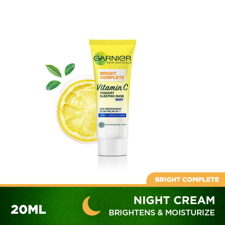 Garnier Bright Complete Brightening Night Cream: Yoghurt Sleeping Mask ...
