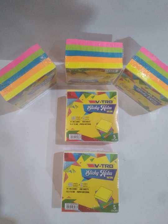 Post It V - Tro ( Memo Sticky ) 5 Warna Kuning, Hijau, Oren, Biru,Pink ...