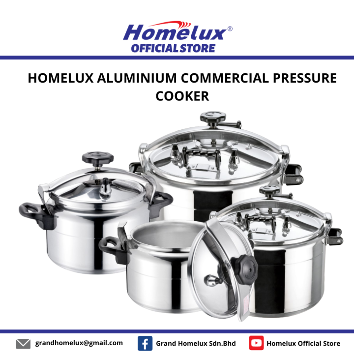 HOMELUX ALUMINIUM COMMERCIAL PRESSURE COOKER 15L/25L/35L/45L/50L/75L ...