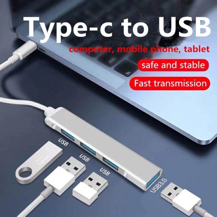 Type C To 4 Usb Hub Expander Ultra Thin Mini Portable 4 Port Usb 3 0