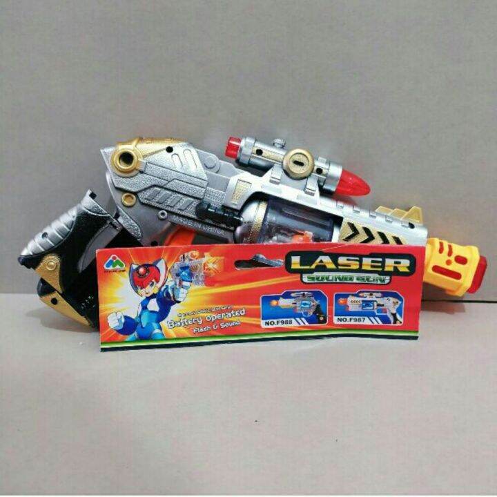 Mainan Pistol Laser Menyala dan Berbunyi / Pistol Mainan Pakai Batrai ...