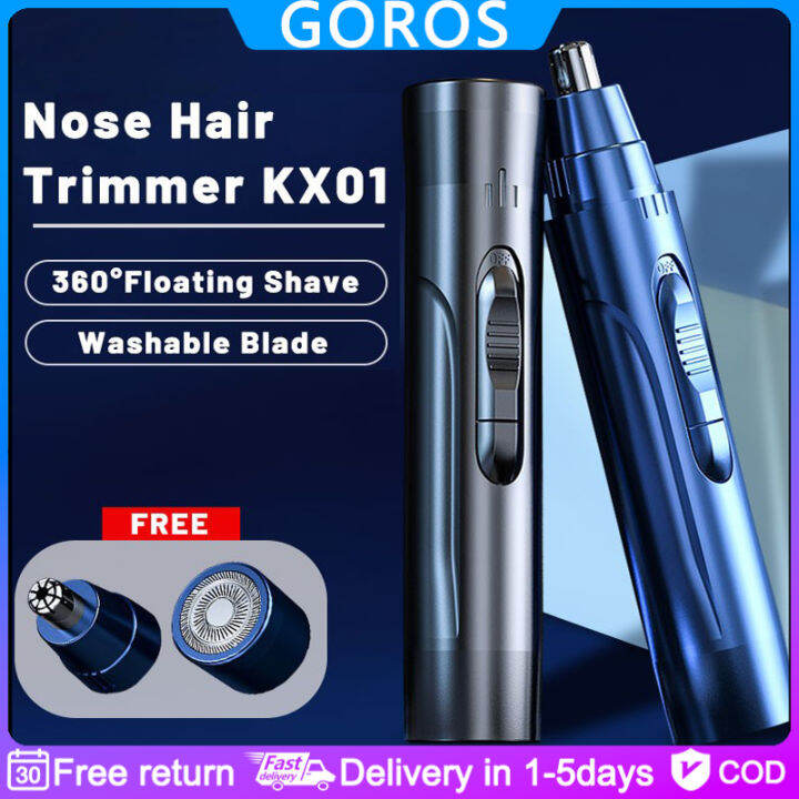 【In Stock】Nose Hair Trimmer Washable 360° Floating Shave 2-in-1 Clear ...