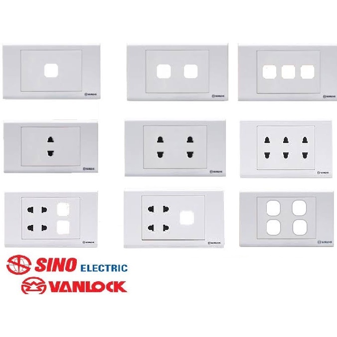 Bộ công tắc. ổ cắm sino vanlock .mặt thiết bị .đế nổ . đế âm dòng s18 | Lazada.vn