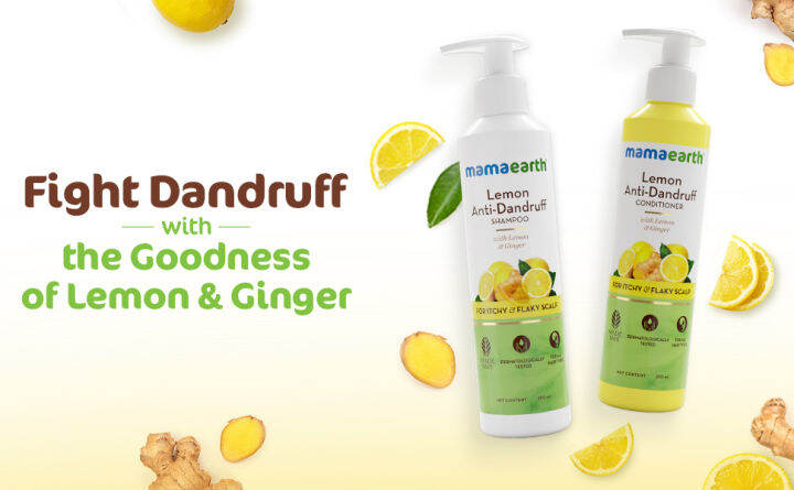 Mama Earth Lemon Anti-Dandruff Shampoo 250ml & Conditioner 250ml Combo ...