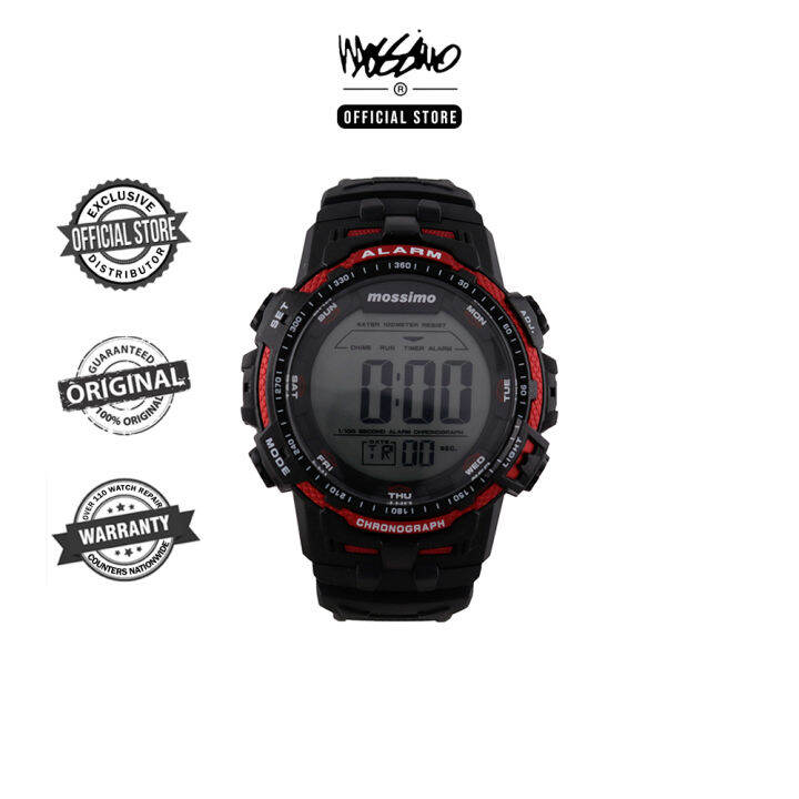 Mossimo Ryan Men Black Rubber Strap Digital Watch MS-1827G-RED | Lazada PH