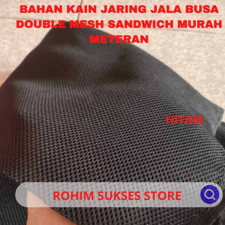Bahan kain Jaring Jala Busa Double Mesh Sandwich Murah 1 METER - HITAM ...