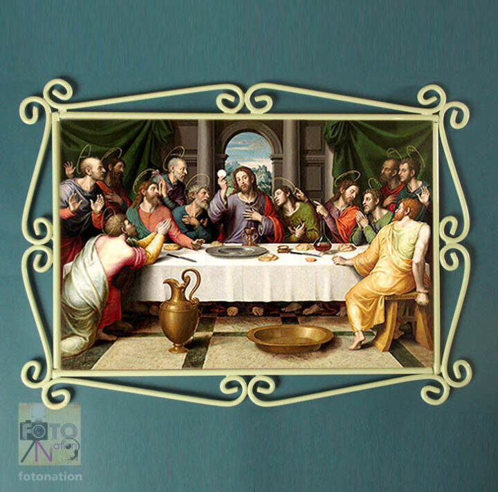 Wrought iron frame for with religious image, The Last Supper Wall ...