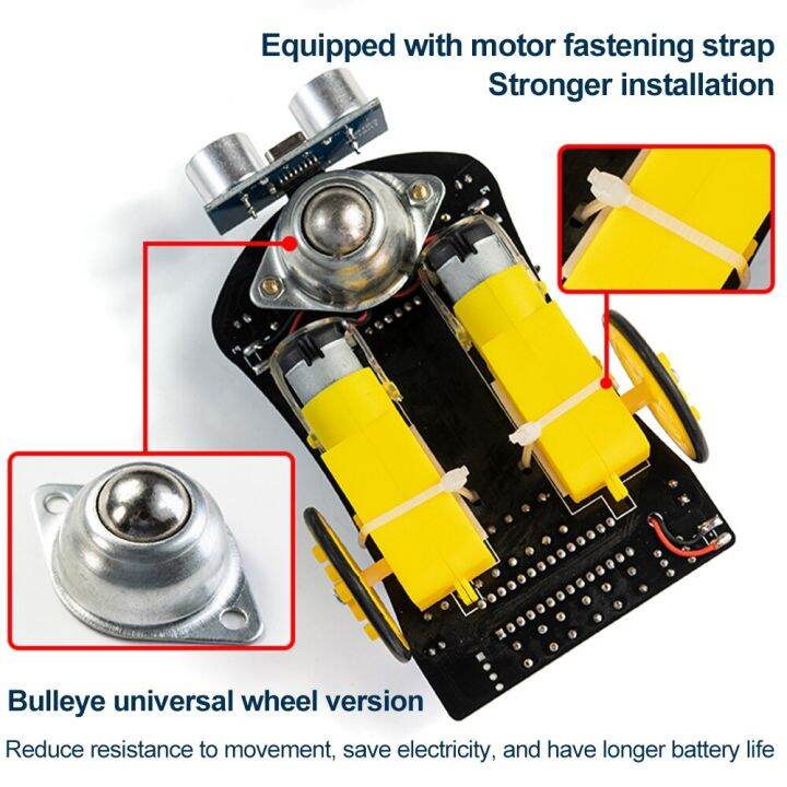 51 Microcontroller Intelligent Car Ultrasonic Obstacle Avoidance Car
