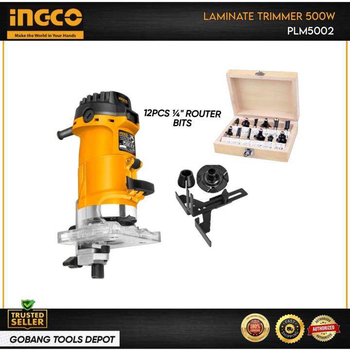 INGCO Laminate Router Trimmer 500W PLM5002 WITH Router Bit SET 1/4 ...