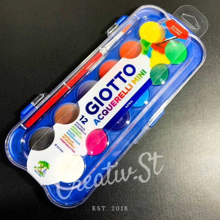 Giotto Acquerelli MINI 12 Warna Cat Air 23 mm Padat Giotto | Lazada Indonesia