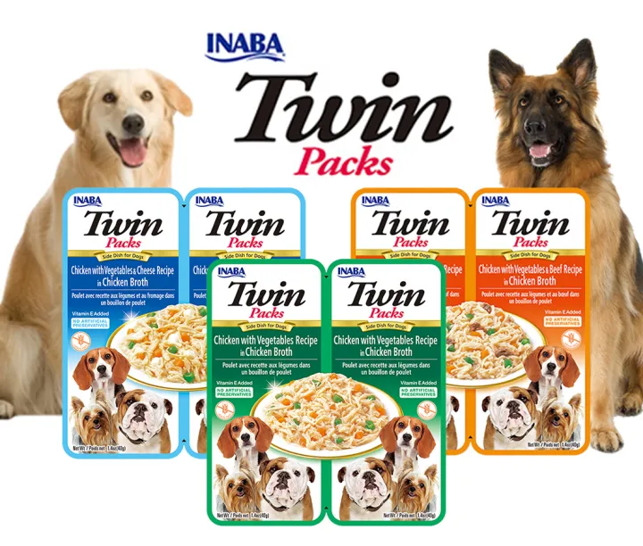 Inaba Twin Pack Chicken with Vegetables Chicken Broth Dog Wet Food 40g ...