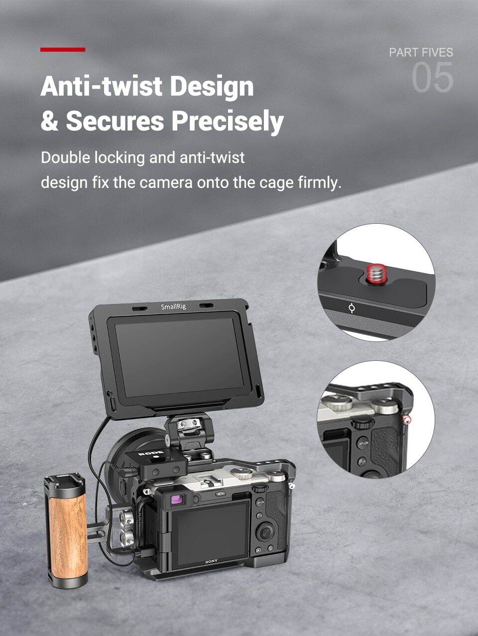 SmallRig DSLR A7c กล้องกรงสำหรับ Sony A7c กรง Rig กับรองเท้าเย็น1/4 ...