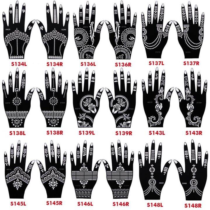 10 Styles Large Henna Tattoo Templates For Hand Paint Flower Glitter ...