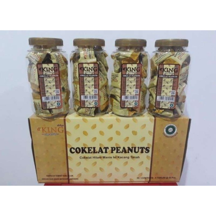 Cokelat Kacang Peanuts Chocolate Bonibol d'KING 1 Dus Isi 4 Toples ...