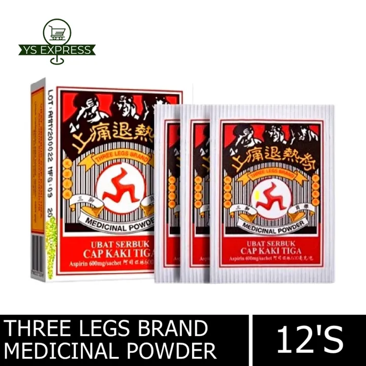 THREE LEG BRAND Medicated Powder 12'S - Ubat Serbuk Cap Kaki Tiga ...