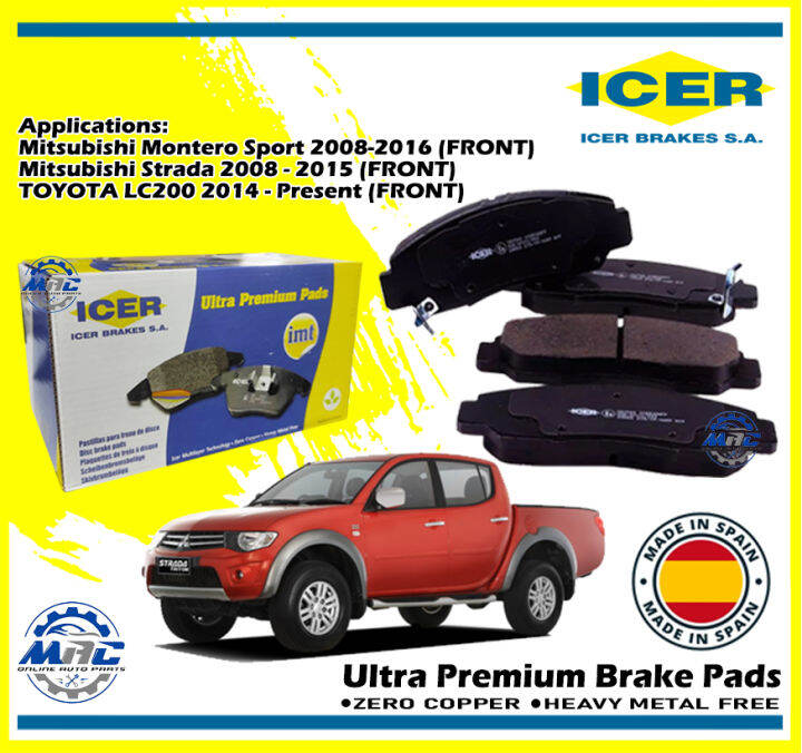 Mitsubishi Strada 2008-2015 ICER 181784 Ultra Premium Front Disc Brake ...
