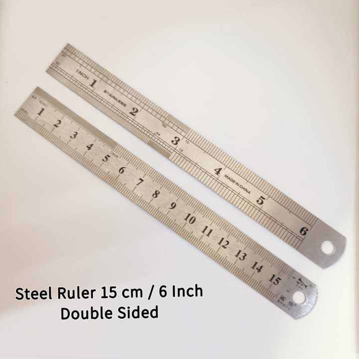 [STAT] 1 Pc Steel Double Sided Ruler 15cm 6 inches Pembaris Besi 铁尺 ...