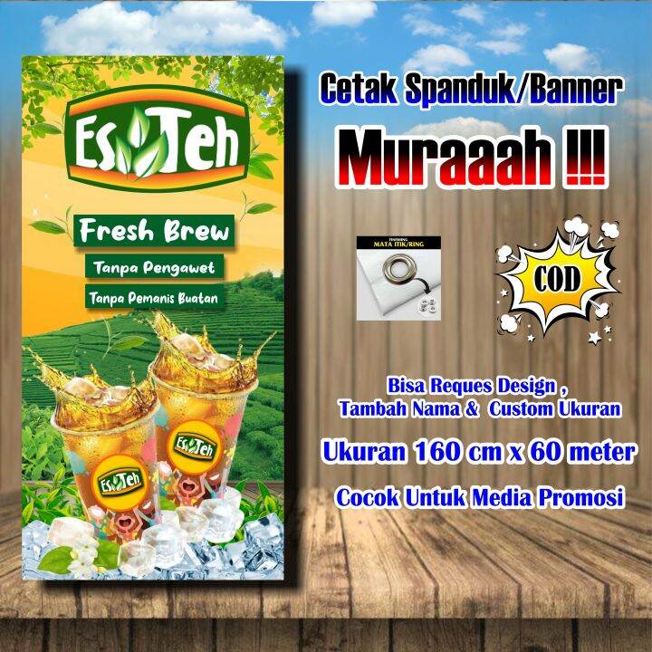 Spanduk Banner es teh ukuran 160 cm x 60 cm | Lazada Indonesia