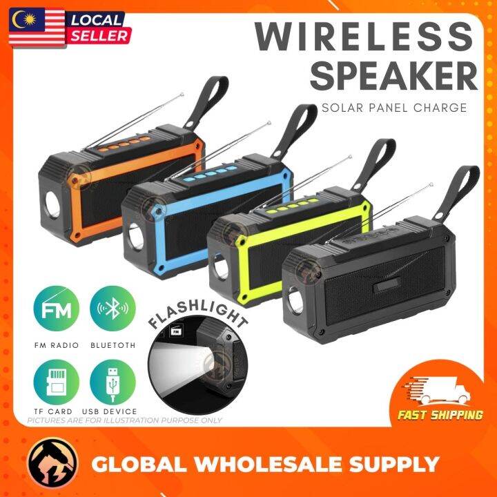 Portable Solar Bluetooth Speaker with Flashlight FM Radio Function High ...