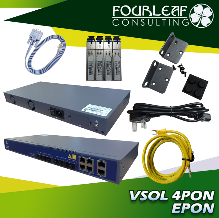 VSOL 4 port EPON OLT, up to 256 ONUs, 8 Uplink ports (4 x GE RJ45 + 4 x ...