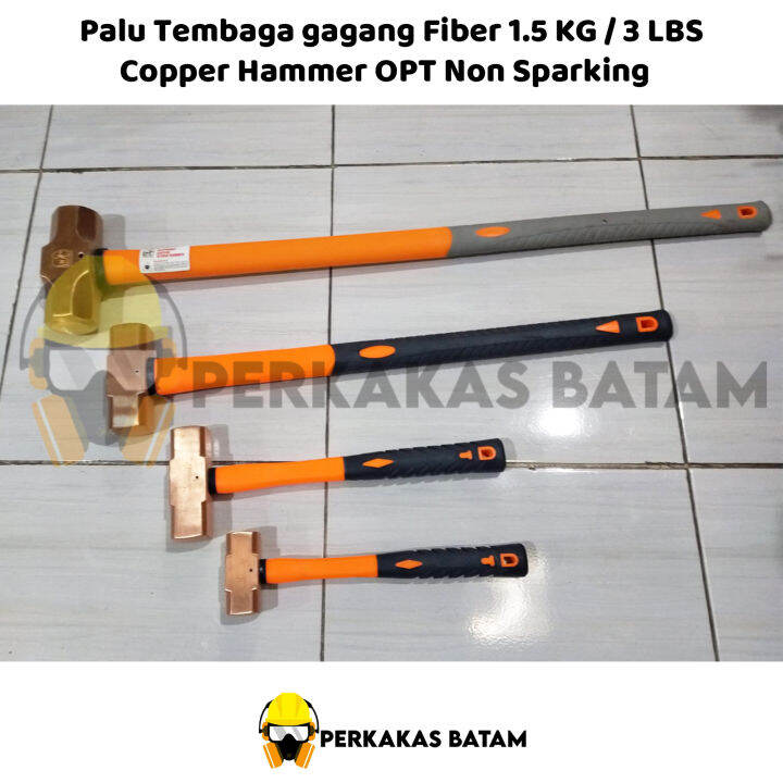 Palu Tembaga gagang Fiber 1.5 KG 3 LBS Copper Hammer OPT Non Sparking ...