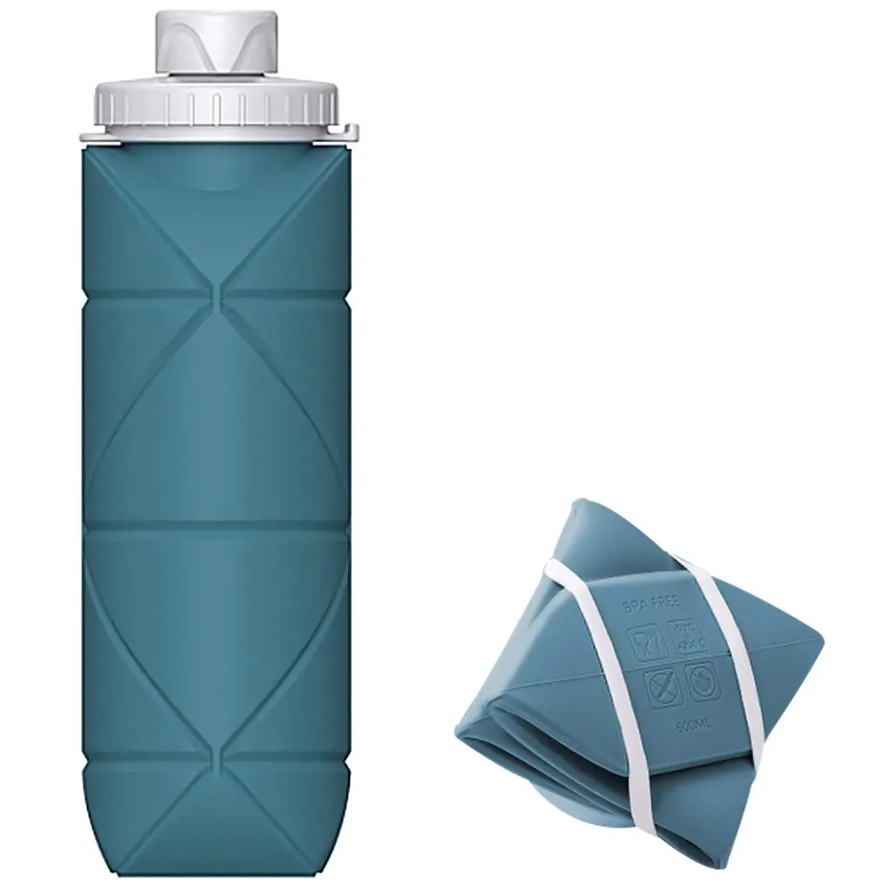Collapsible Silicone Water Bottles, 580 Ml, Reusable Foldable Travel Bottle For Gym, Camping ...