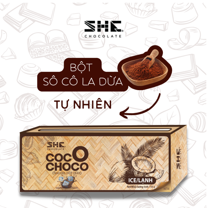 Bột Socola Dừa lạnh Coco Choco - Hộp 150g - SHE Chocolate. Hương vị đa ...
