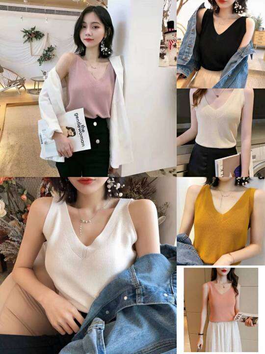 [ส่งเร็ว] 🍅KAYKAI🍎พร้อมส่งเสื้อกล้ามคอวีเนื้อผ้าใส่สบายไม่ร้อน สไตล์เก๋ ...