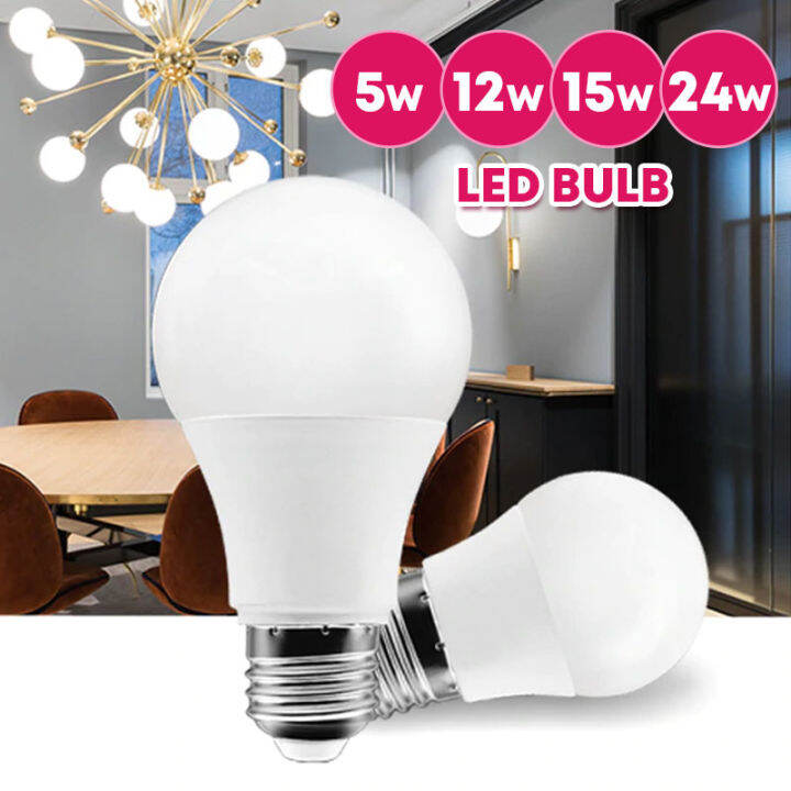 5W 12W 15W 24W LED Bulb Lampu Mentol White Warm Lamps E27 Light Bulb ...