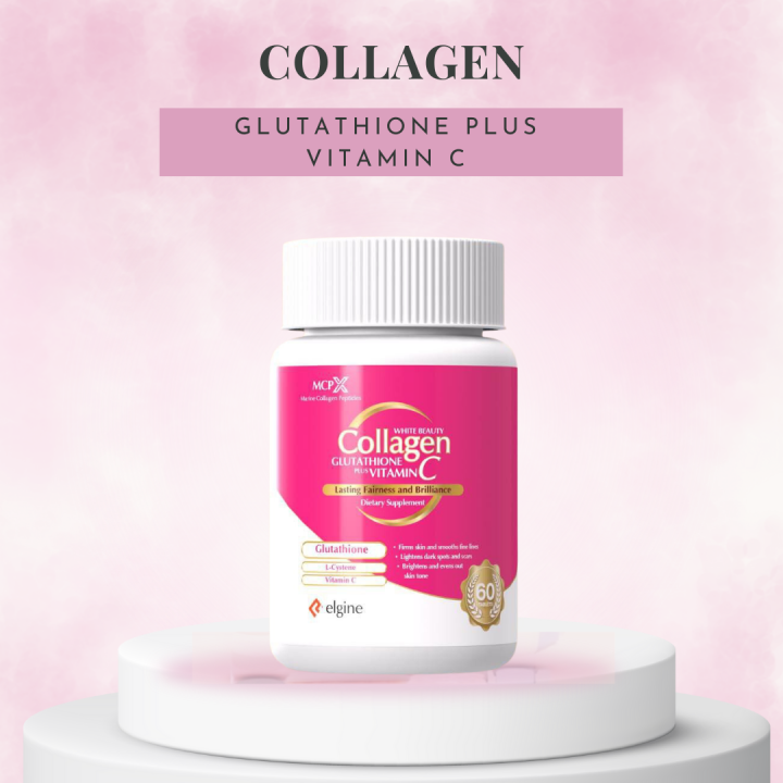 WITH FREEBIE Elgine White Beauty Collagen, Glutathione + Vitamin C (60 capsules) | Lazada PH