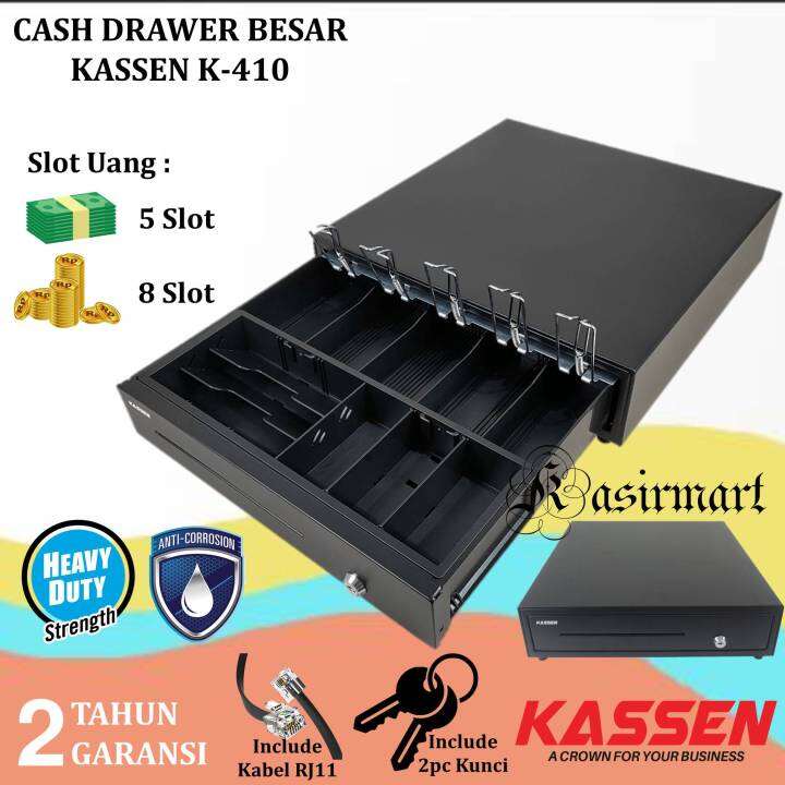 Kassen K410 Cash Drawer Besar / Laci Kasir K-410 Support RJ11 Buka Otomatis 7 Bill 3 Coin ...