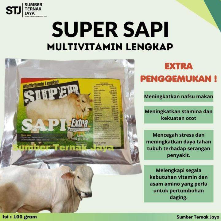 Multivitamin Super Sapi Extra Penggemukan untuk Sapi Kemasan 100 Gram ...