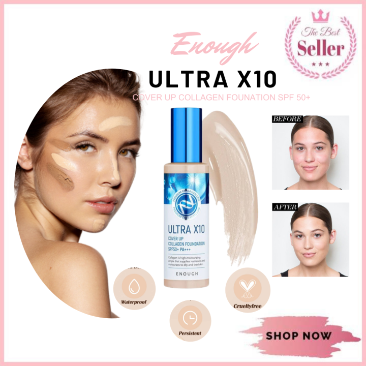 BEST SELLING ENOUGH ULTRA X10 COVER UP COLLAGEN LIQUID FOUNDATION SPF50 ...