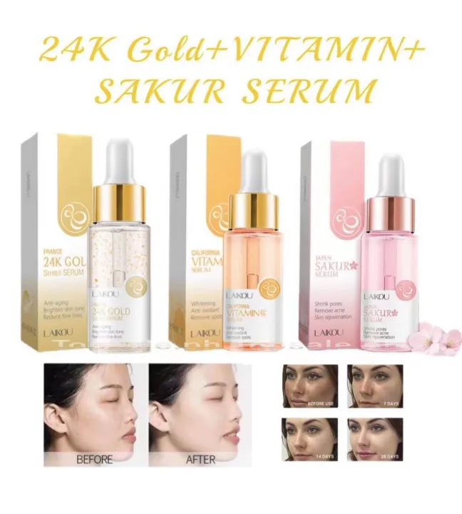 ( 3-in-1 )Sakura Blossom Essence Serum +24k Gold Snail Essence Serum+ ...