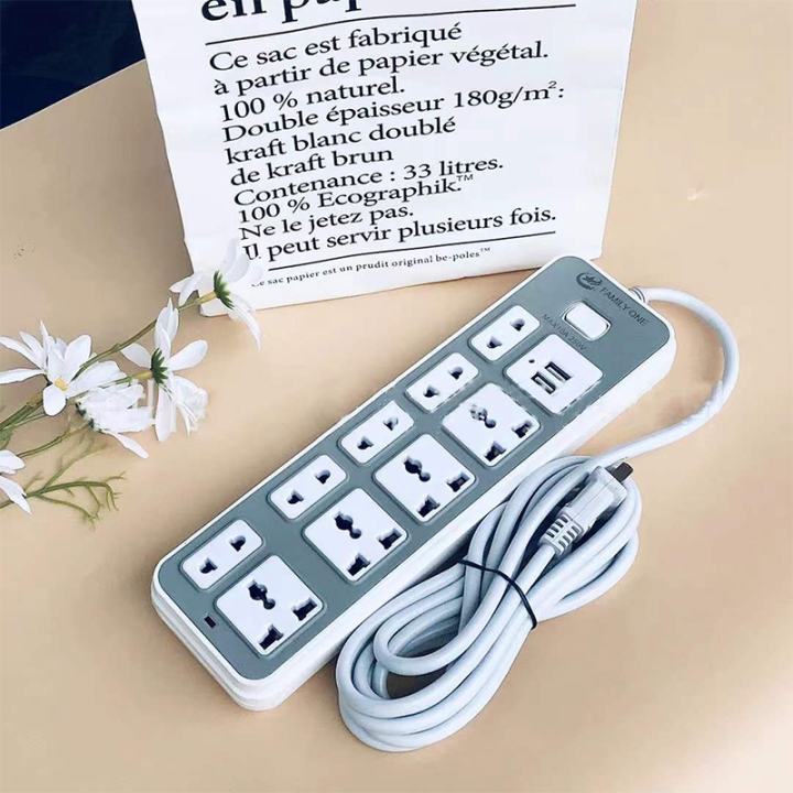 Heavy Duty Extension Cord with Multiple Universal Socket and 2 USB Port ...