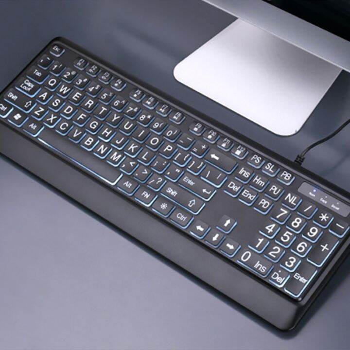 （hot） Large Print Computer Keyboard USB Wired Keyboard with Big Letters ...